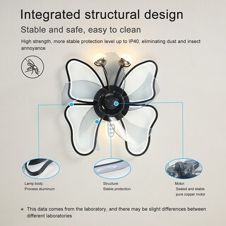 Shaped Butterfly Ceiling Fan Noiseless Dimmable Ceiling Fan, Black ...