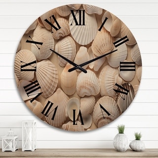 Designart "Beige Clam Seashell Symphony II" Clam Oversized Wood Wall ...