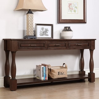 Long Wood Console Table Entryway Table with 3 Drawers and Shelf - Bed ...