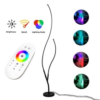 24W 57" LED Floor Lamp with Remote Control, Black Standing Floor Lamp ...