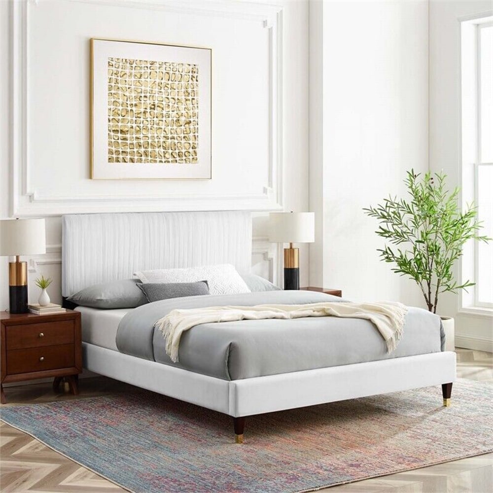 Tufted velvet queen bed store