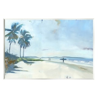 Stupell Tropical Blue Beach Scene Surfers Wall Plaque Art by Kathleen ...