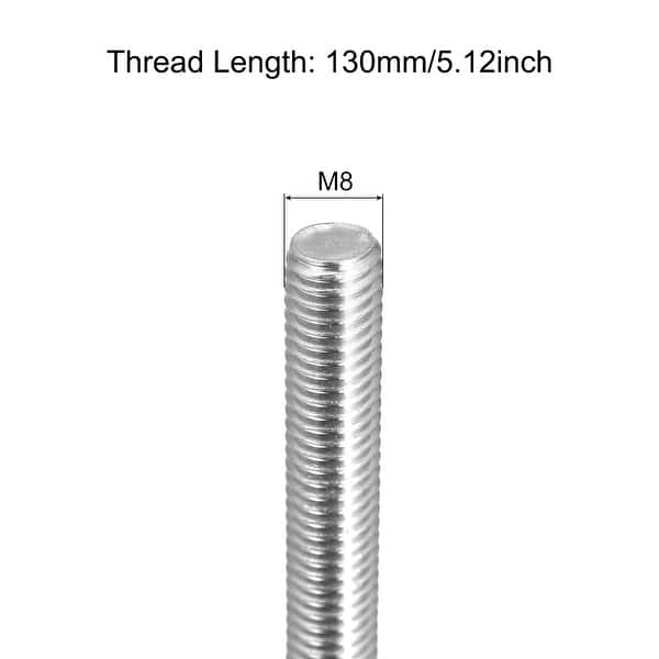 Fully Threaded Rod M8 x 130mm 1.25mm Pitch 304 Stainless Steel Right ...