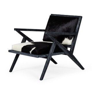 Cid 38 Inch Modern Accent Chair, Fabric, Wood, Cowhide - Bed Bath ...