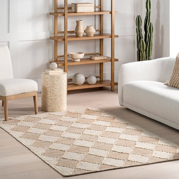 Brooklyn Rug Co Izara Checkered Jute Area Rug - Bed Bath & Beyond ...