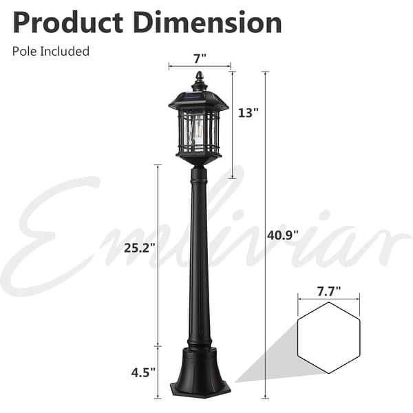 Solar Post Light Dusk to Dawn Bulb Included, Seeded Glass - Bed Bath ...