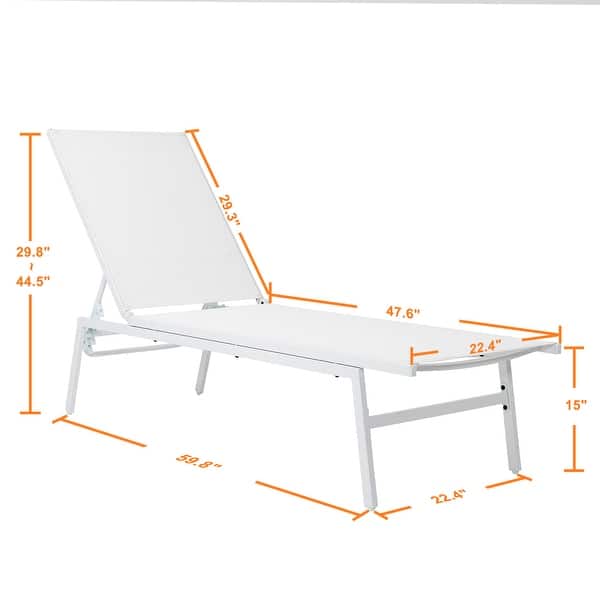 Outdoor Textilene Chaise Lounge with 6-Position Adjustable Backrest ...