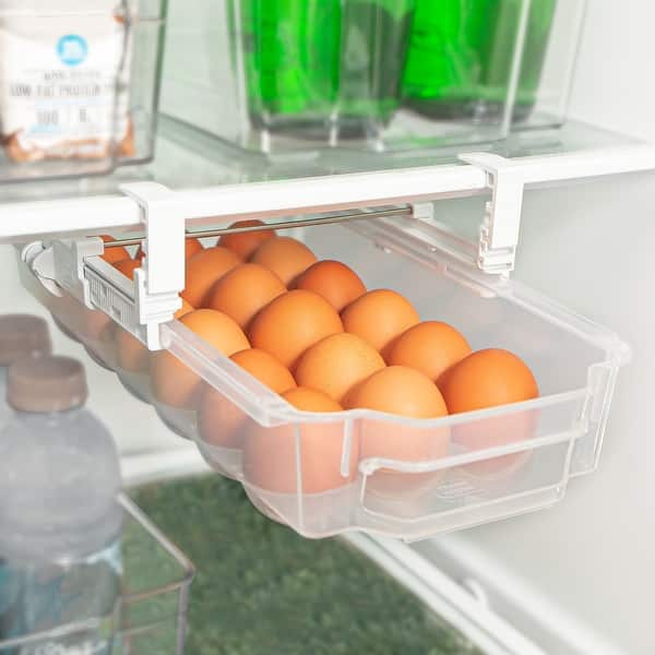 Smart Design Adjustable Sliding Pull Out Egg Drawer - Holds 18 Eggs ...