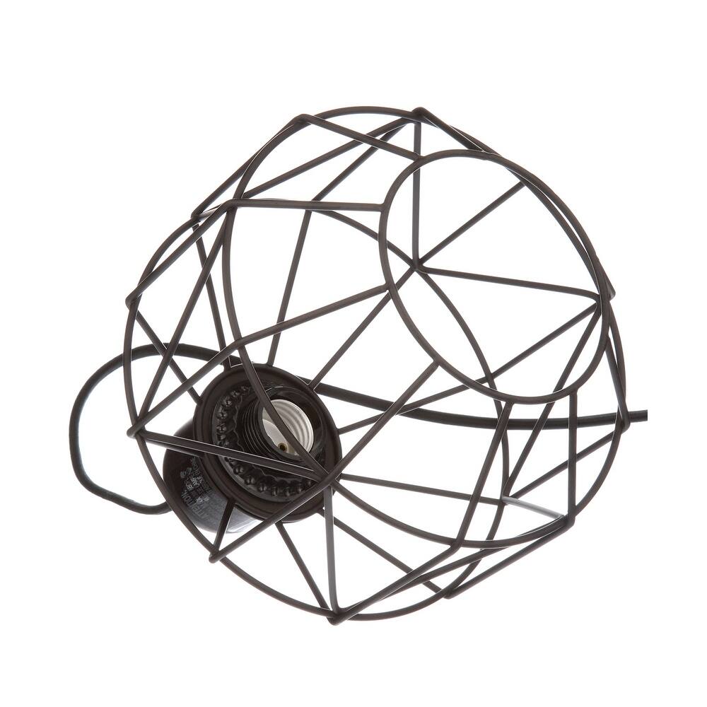 7"W 1-Light LED Metal Cage Plug-In Swag Pendant Light Bronze Finish ...
