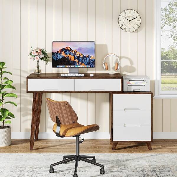 Computer Desk Home Office Desks with Reversible Drawer Cabinet - Bed ...