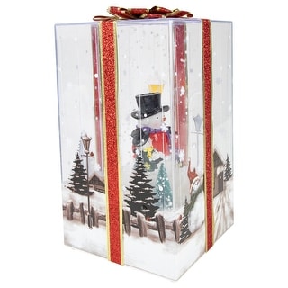 Lighted and Musical Snowman Family Snowing Gift Box Christmas ...