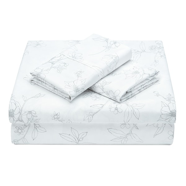 Chanasya Floral Sketch Ultra Soft Luxury Microfiber Sheet Set - Bed ...