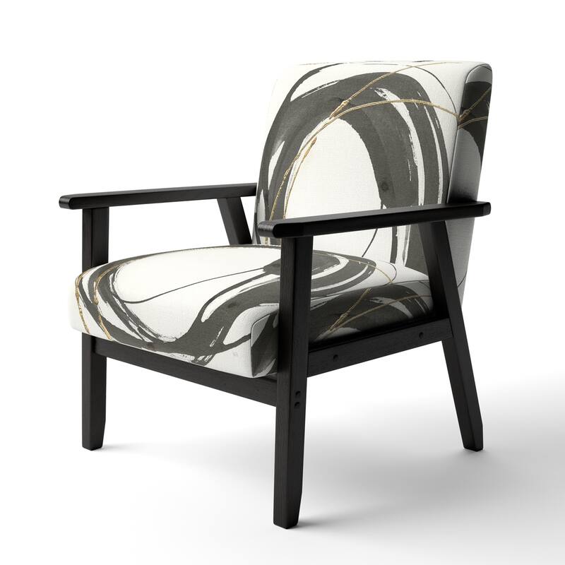 Designart "Gold Glamour Circle I" Upholstered Glam Accent Chair - Arm ...