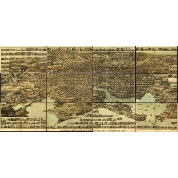 Antique Map Of Baltimore Maryland 1870 Baltimore City County Poster ...