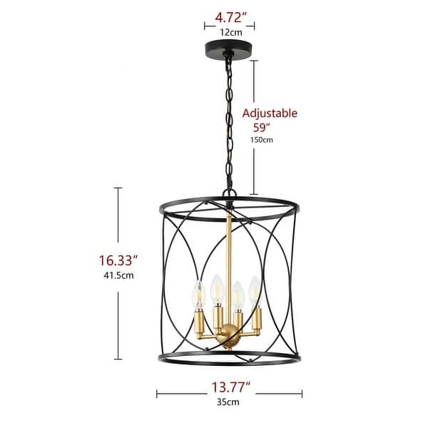 Farmhouse 4-Light Metal Cylinder Frame Pendant Lighting Fixture for ...