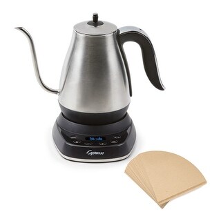 Capresso Pour-Over Kettle (40 oz, Stainless Steel) w/ Coffee Filters ...