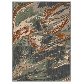 Kiy 5 x 7.5 Modern Medium Area Rug, Swirl Pattern, Distressed Doppler ...