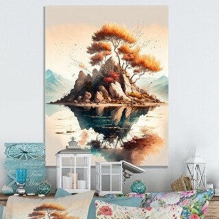 Designart 'Bright Bonsai Tree On Rock II' Modern Canvas Wall Art - Bed ...