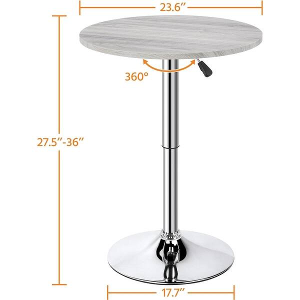 Height-Adjustable Round Pub Table with 360 Swivel and MDF Tabletop ...