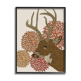 Stupell Buck Deer Abstract Wildlife Botanical Intricate Patterns Framed ...