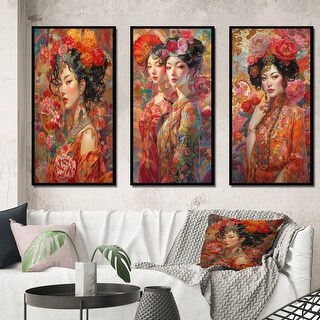Designart "Celebration Of Spring Oriental Floral Beauty II" Asian Woman ...