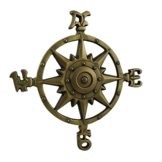Antique Brass Finish Compass Rose Indoor/Outdoor Wall Hanging - 11.5 X ...
