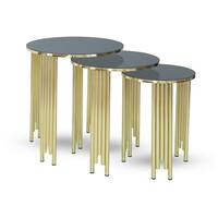 Rayet Modern Oval Nesting Table With Metal Leg, Glass Top - 20" x 24" x ...