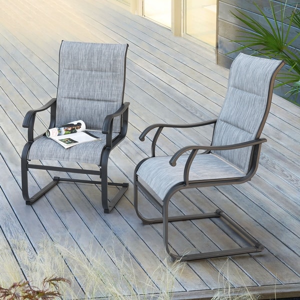 Outdoor Patio Dining Chairs, Breathable Textilene, Iron Frame - Bed ...