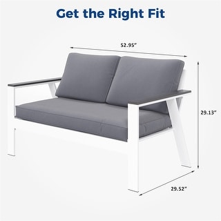 Patio Outdoor Couch Sofa With 2 Seater and Comfy Wood Grain Arm - Bed ...