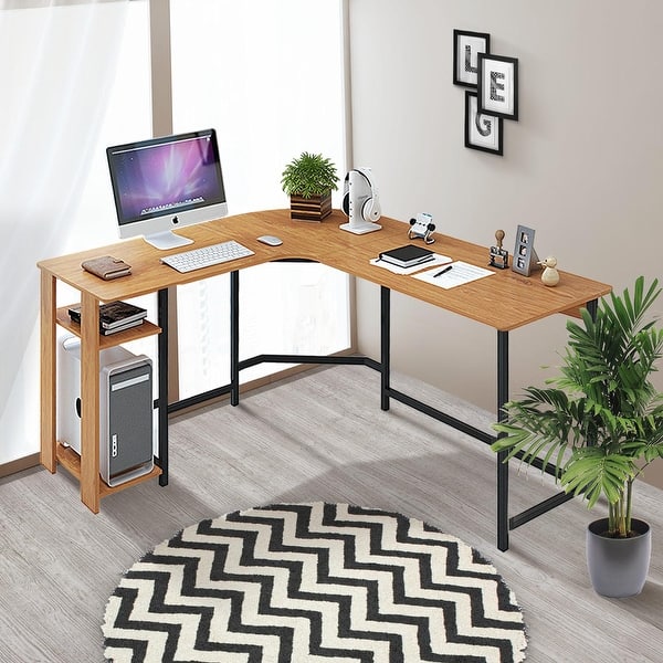 Modern 47.2" L-shaped Corner Office Computer Desk with Wood Laptop by ...