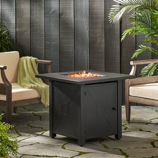 Outdoor Patio Propane Fire Pit,24.5x28Inch Square Iron Gas burning Fire ...