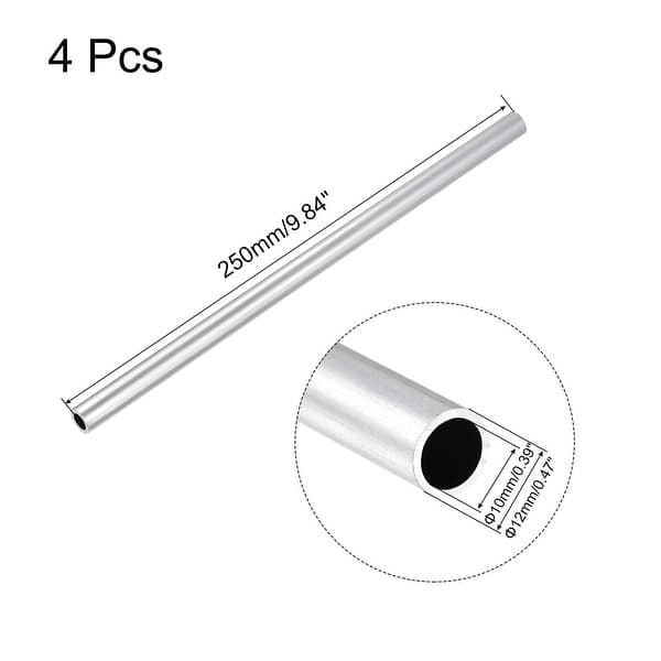 6061 Aluminum Round Tube 12mm OD 10mm Inner Dia 250mm Length Pipe ...