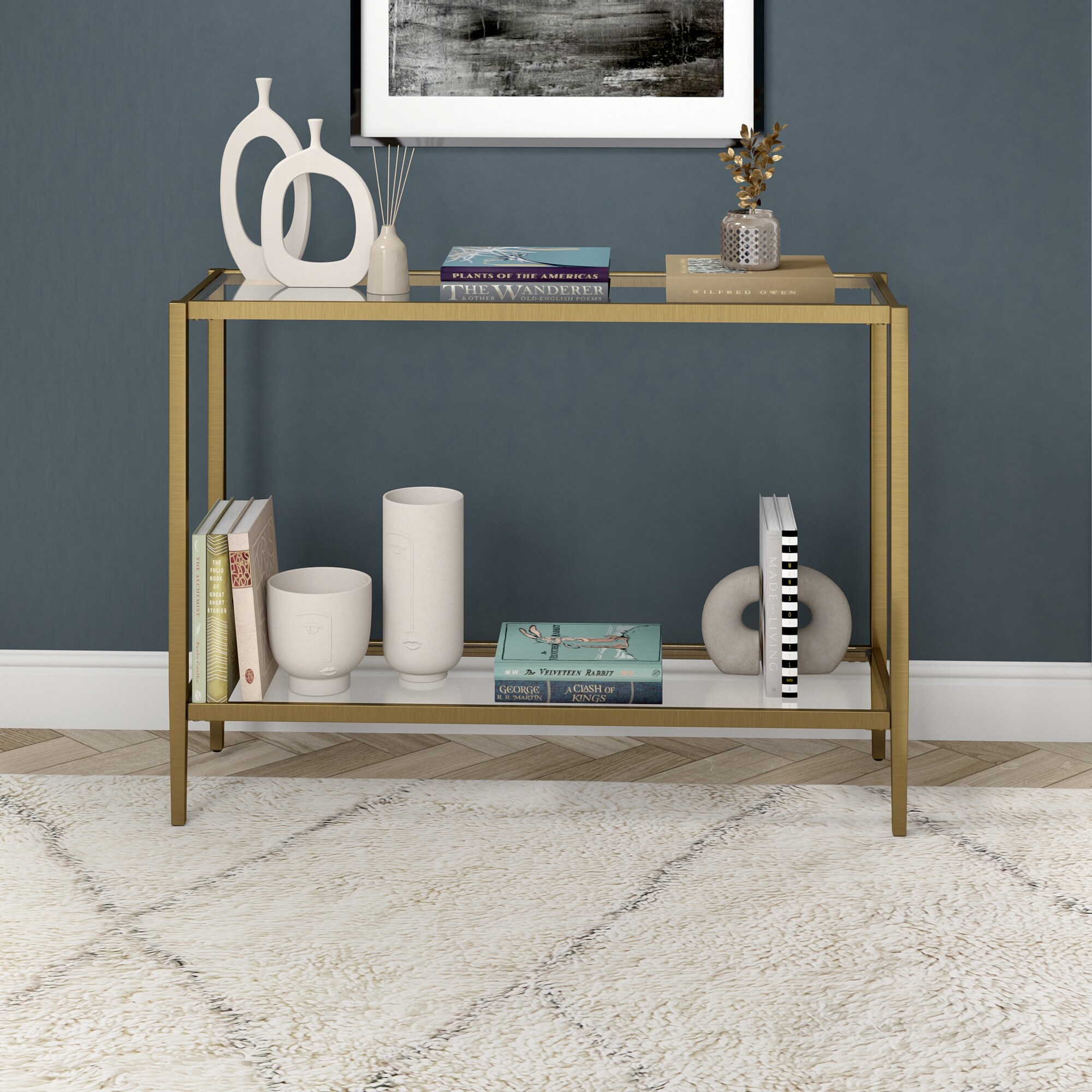 Hera 42'' Wide Rectangular Console Table with Clear Shelf - 42" Wide ...