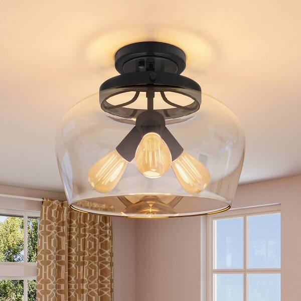 Moasis Modern Industrial Semi Flush Mount Ceiling Light with Clear ...
