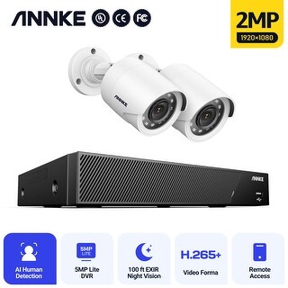 ANNKE 8 Channel Home Security Camera System with 2pcs Wired 1080p HD ...