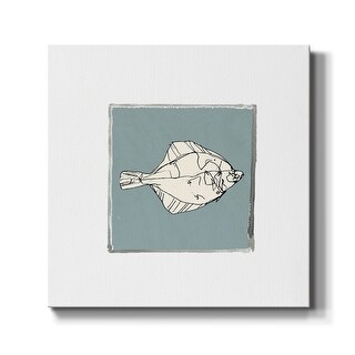 Block Print Fish V-Premium Gallery Wrapped Canvas - Ready to Hang - Bed ...