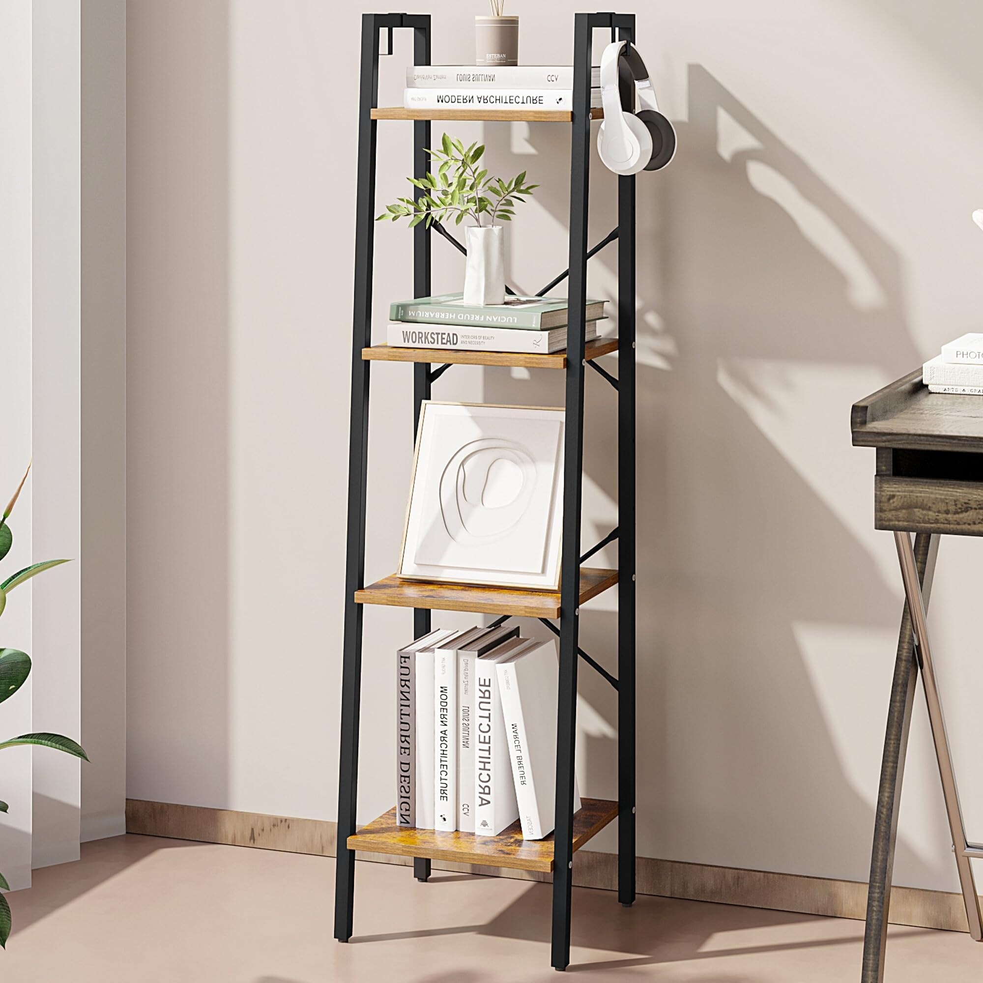 Narrow leaning shelf store