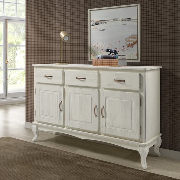 white distressed buffet