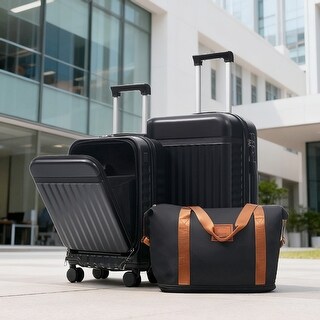 Front Opening Hard Shell Luggage Sets 3 Piece with Duffel Bag, 20 ...