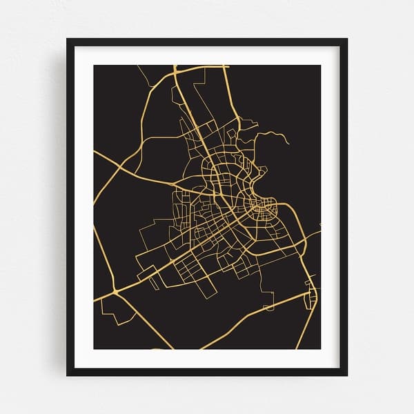 Doha Qatar Doha Qatar Gold City Street Map Maps Art Print/Poster - Bed ...