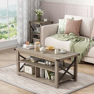 Set of 2 3-Tier End Table,Bedside Table Sofa Side Table X Frame ...