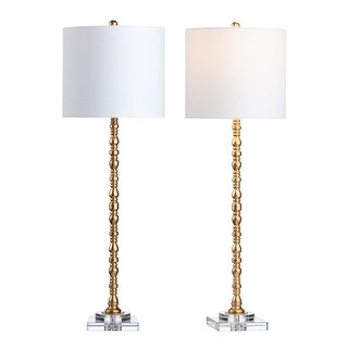 Metal and Crystal Buffet Table Lamp - 3-Way - Set of 2 - Gold - Bed ...