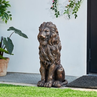 Glitzhome 28"H Oversized MGO Guardian Sitting Lion Garden Statue for ...