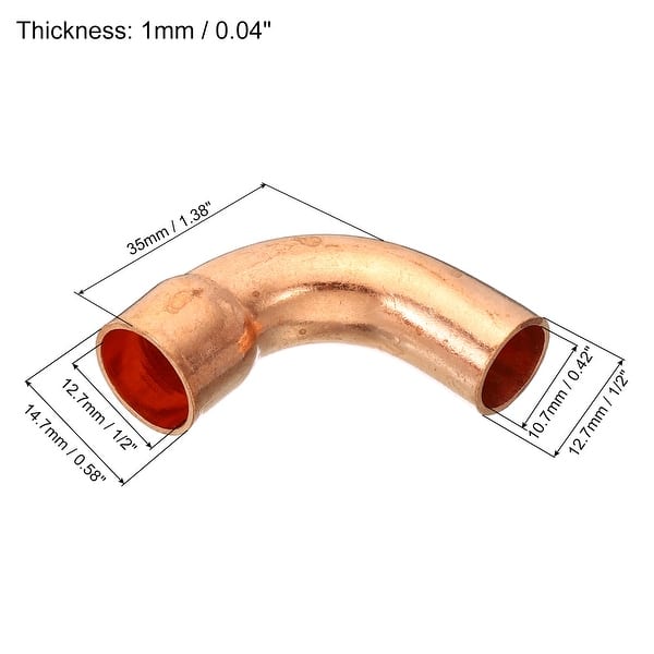 2x 1/2" Elbow Copper Pipe Fitting 90 degree Solder Plumbing Connector ...