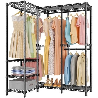 Garment Rack Corner Closet Rack Freestanding L Shaped Clothes Rack ...