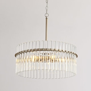 Casandra Brushed Champagne Silver 5-light Crystal Chandelier - Bed Bath ...