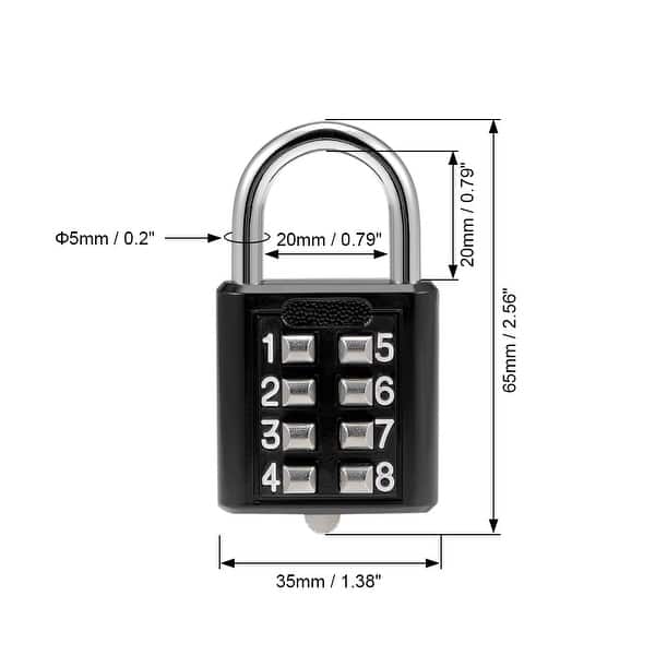 8-Digit Combination Padlock Push Button Lock for Locker Cabinet Black ...