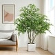 7FT Tall Artificial Banyan Tree w/Natural Trunk &Realistic Silk Leaves ...