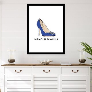 Fashion Designer Glam Blue Pump - Framed Print Artwork - Bed Bath ...