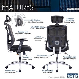 Pneumatic Seat Height Adjustment High Back Executive Mesh Office Chair ...
